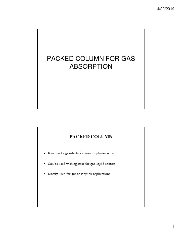 Packed Column For Gas Absorption | PDF | Solution | Gases