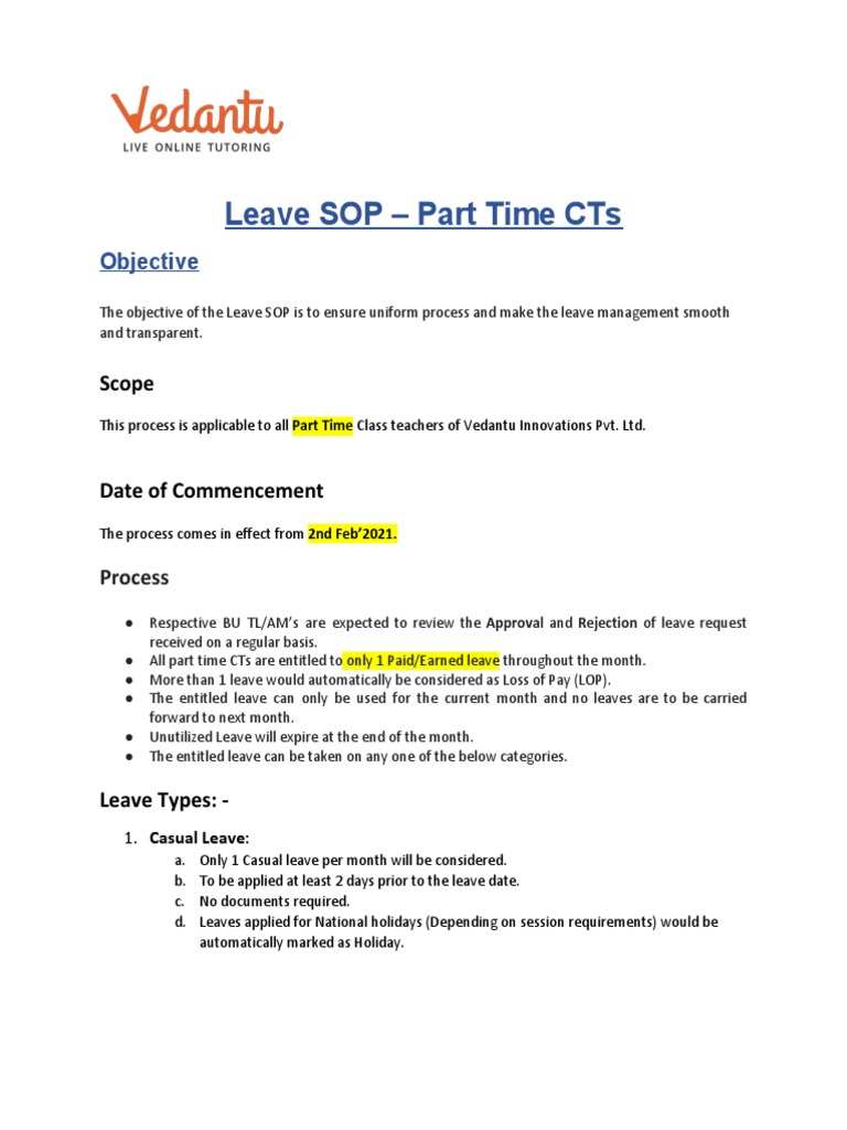 Leave SOP - PT CT | PDF | Government