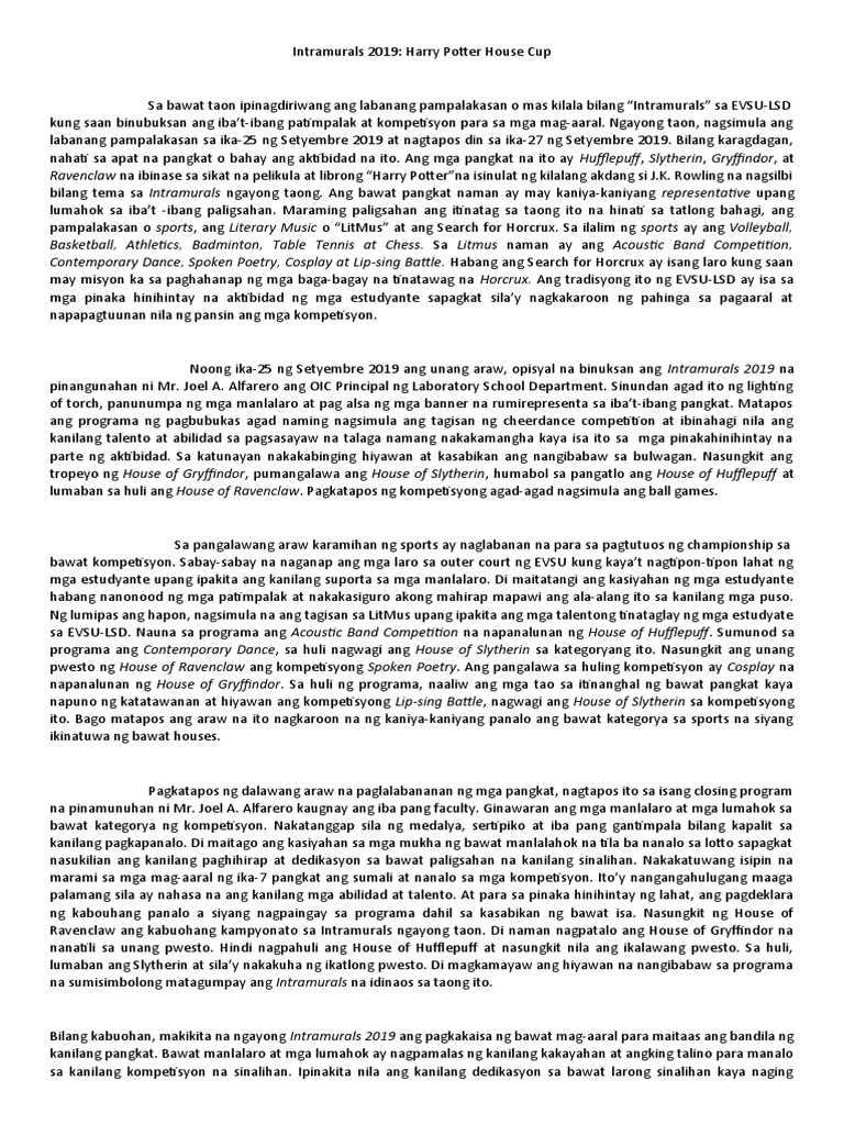 Intramurals 2019 | PDF