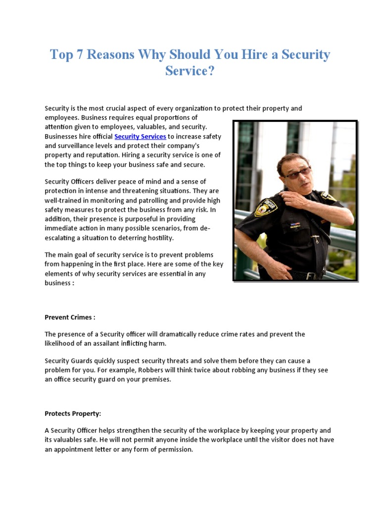 Top 7 Reasons Why Should You Hire A Security Service | PDF | Security ...