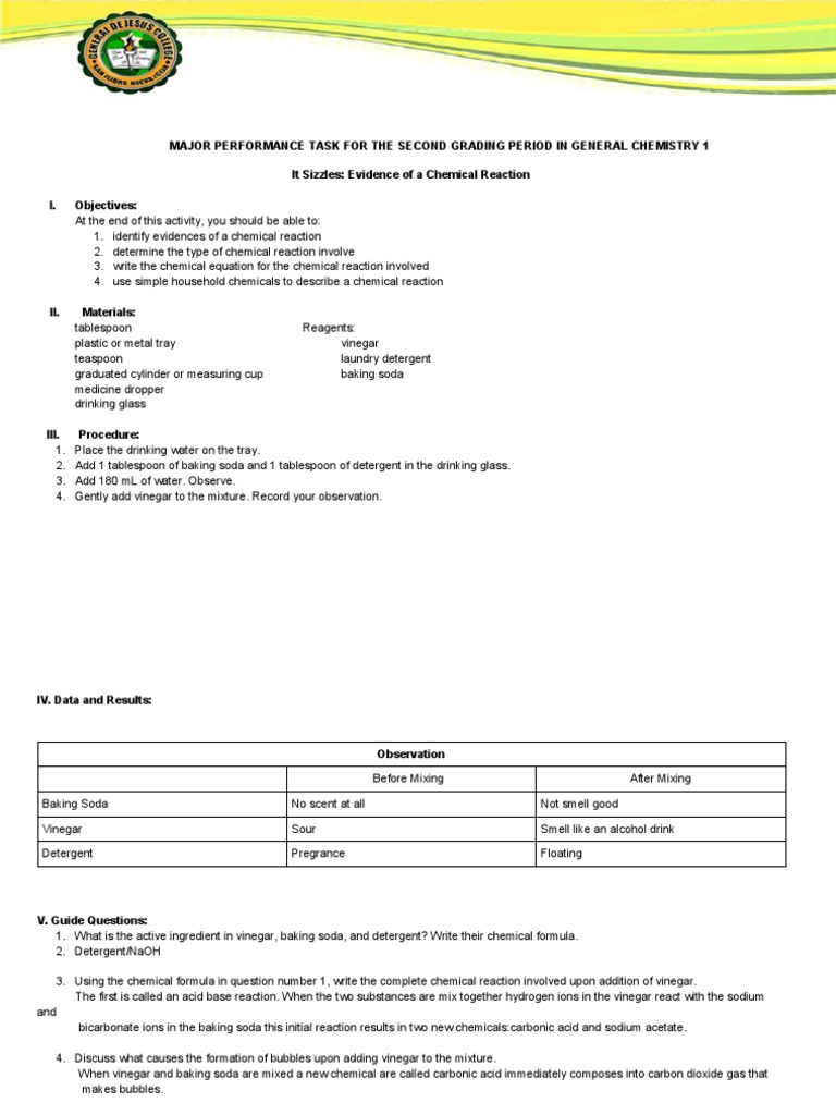 Justine Dave Tobias - Performance Task in Gen Chem For 2nd Grading | PDF | Sodium Bicarbonate ...