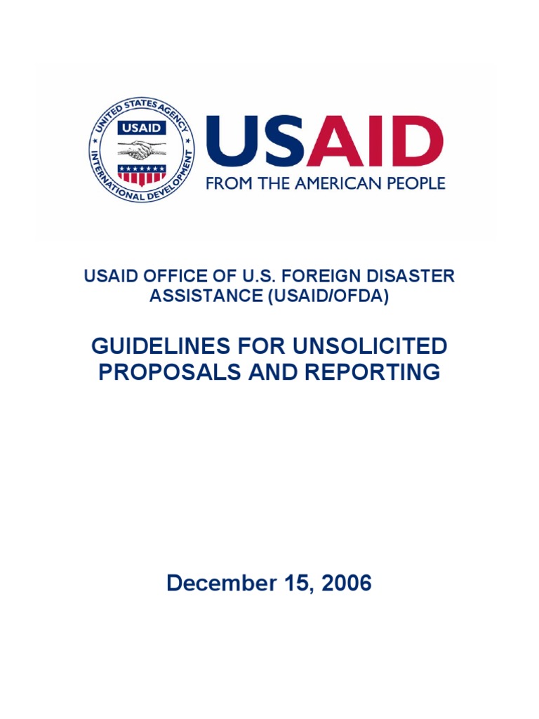 Guidelines For Unsolicited Proposals and Reporting: Usaid Office of U.S ...