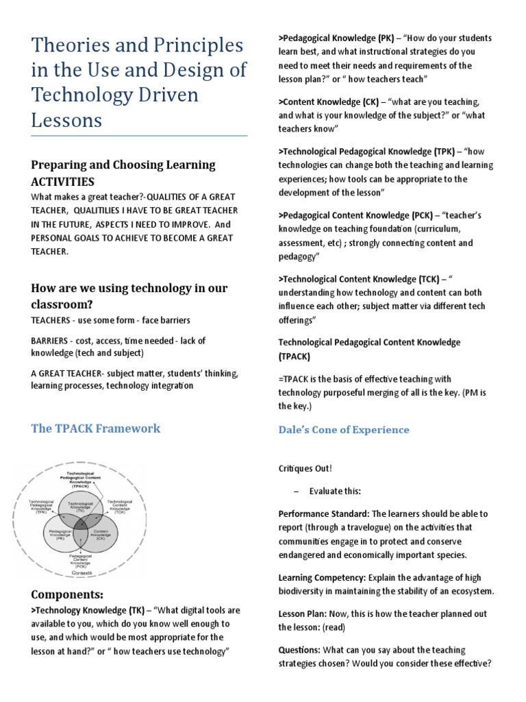 Theories and Principles in The Use and Design of Technology Driven ...