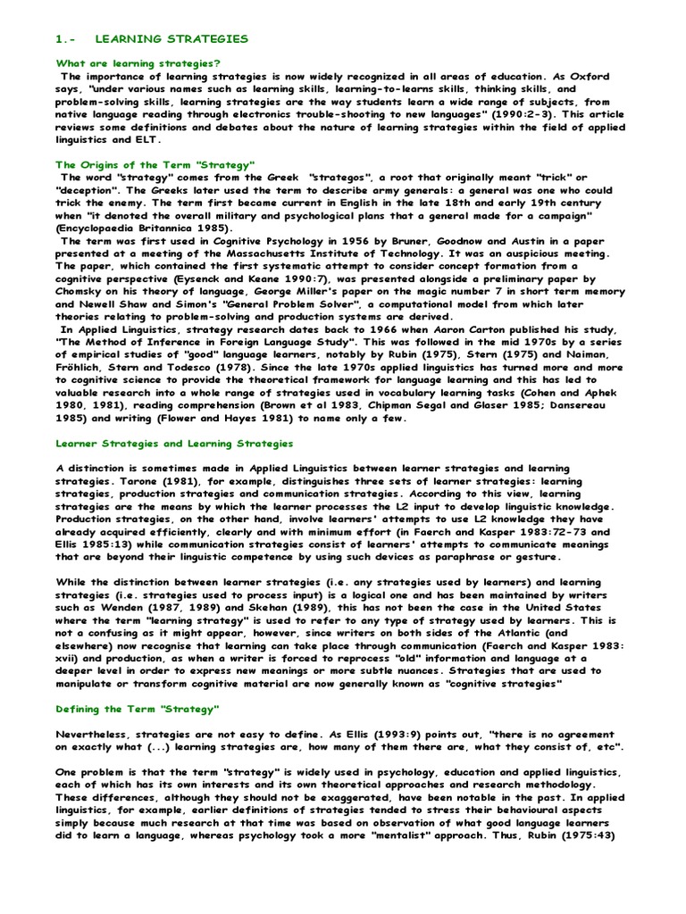 Learning Strategies | PDF | Learning | Psychology