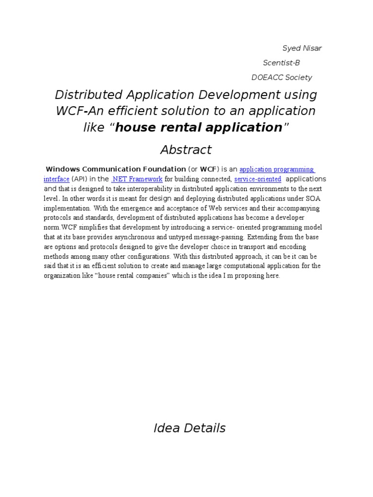 Distributed Application Development Using WCF-An Efficient Solution To An Application Like ...