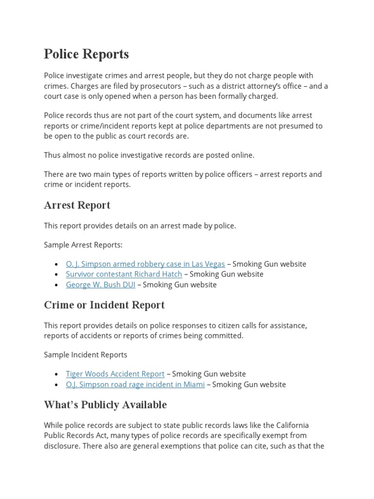 Police Reports Files | PDF | Arrest | Arrest Warrant