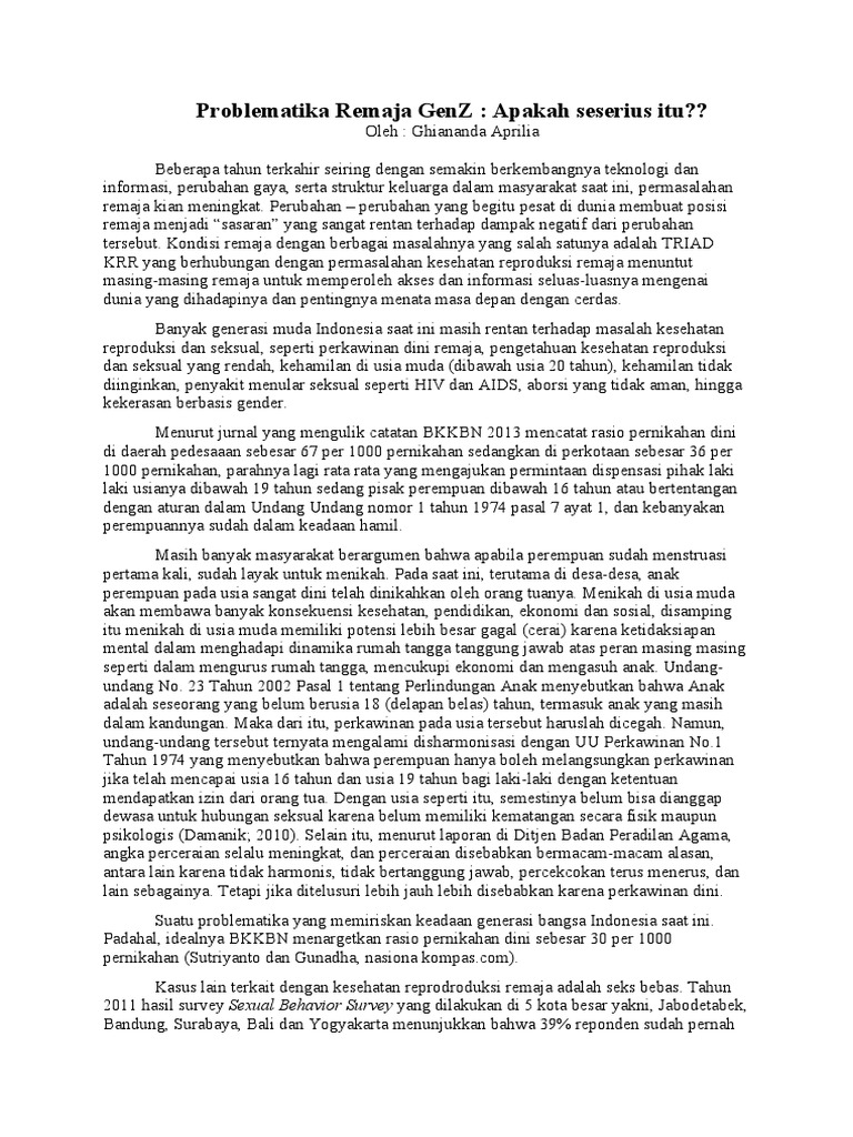 Problematika Remaja Gen Z: Kesehatan dan Pernikahan Dini | PDF