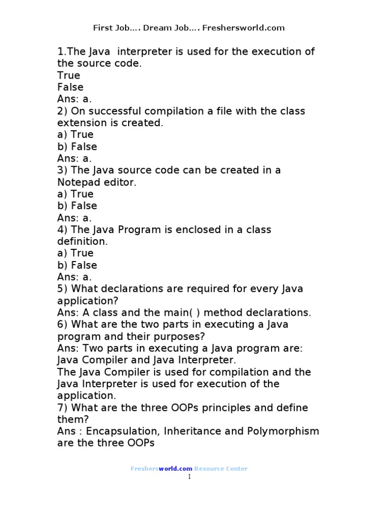 Freshers Resource Center | PDF | Inheritance (Object Oriented Programming) | Method (Computer ...