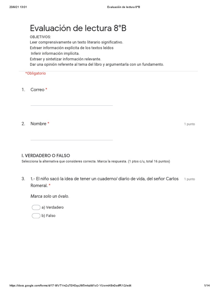 Examen - EL NIÑO QUE ENLOQUECIÓ DE AMOR | PDF