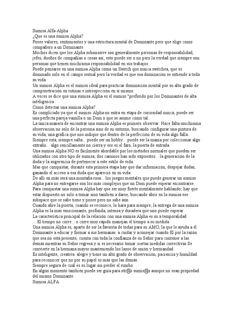 Qué es una Sumisa Alfa en BDSM | PDF | Artes del Lenguaje y Comunicación