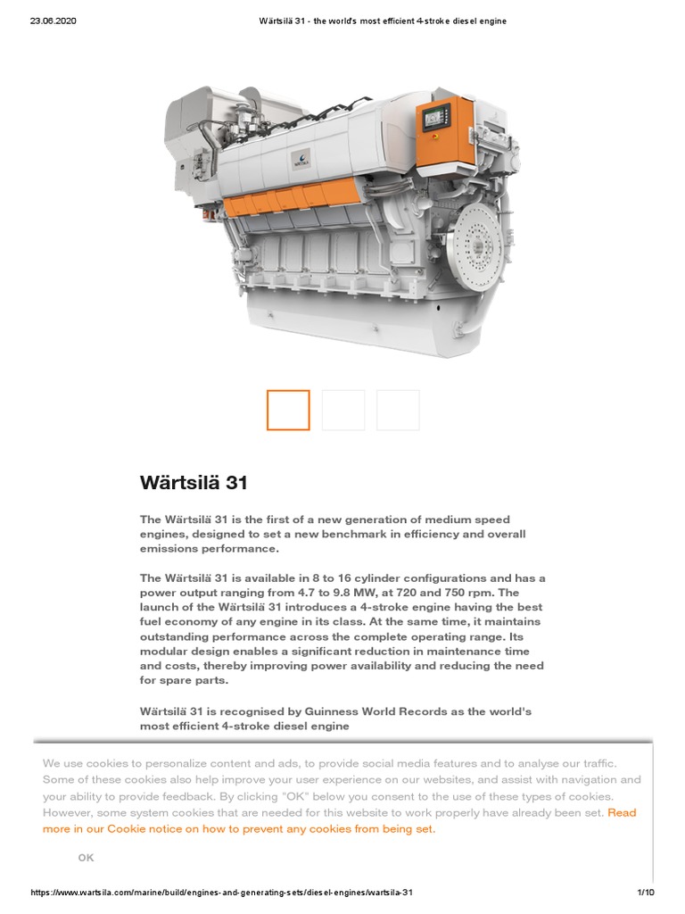 Wärtsilä 31: World's Most Efficient Diesel Engine | PDF | Engines ...