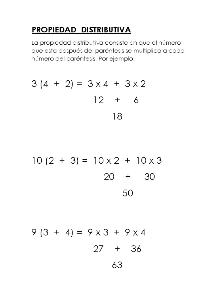 Hojas De Trabajo De Propiedad Distributiva De Cuarto Grado Ficha De