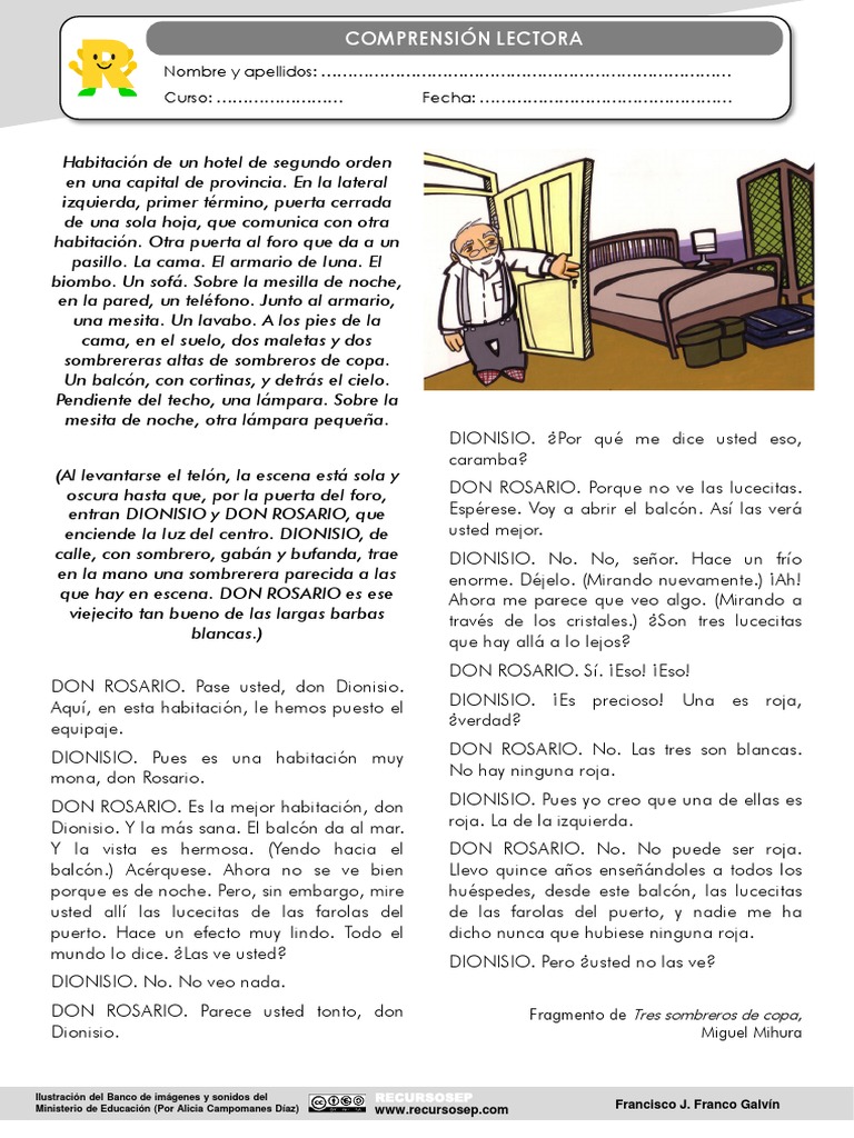 Comprension Lectora Tres Sombreros de Copa Recursosep | PDF