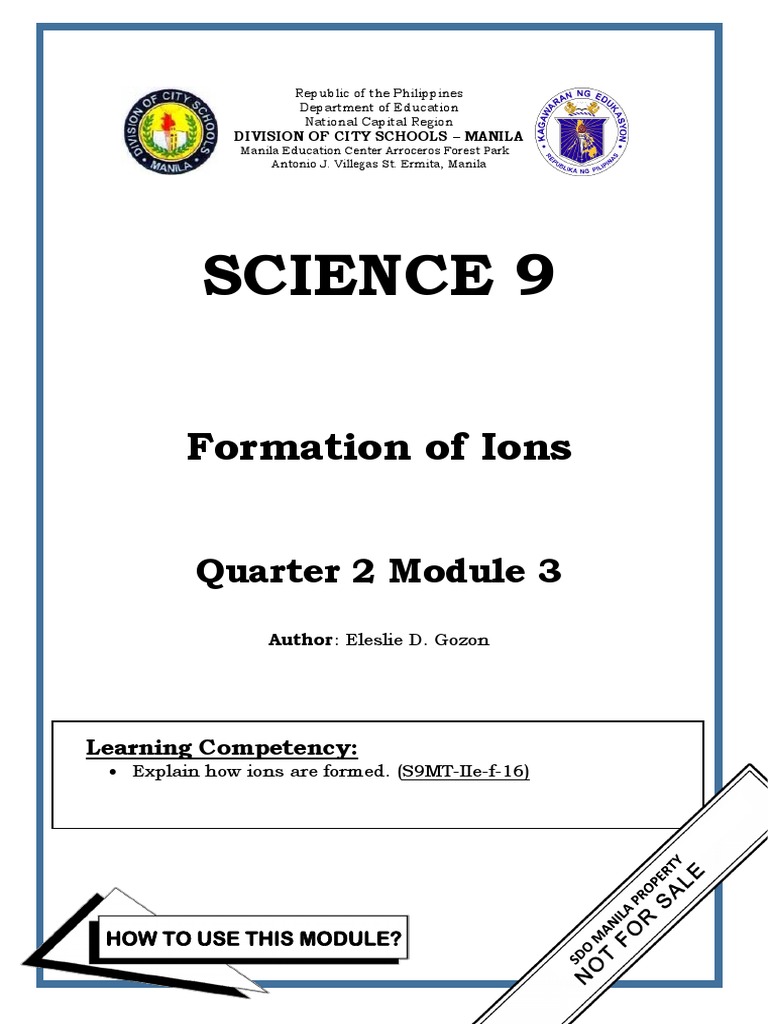 G9 Q2 W3 Ion Formation | PDF | Ion | Chemical Compounds