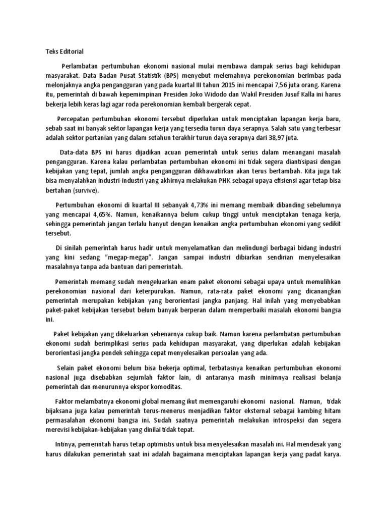 Teks Editorial Analisi Struktur Dan Kaidah Kebahasaan Pdf
