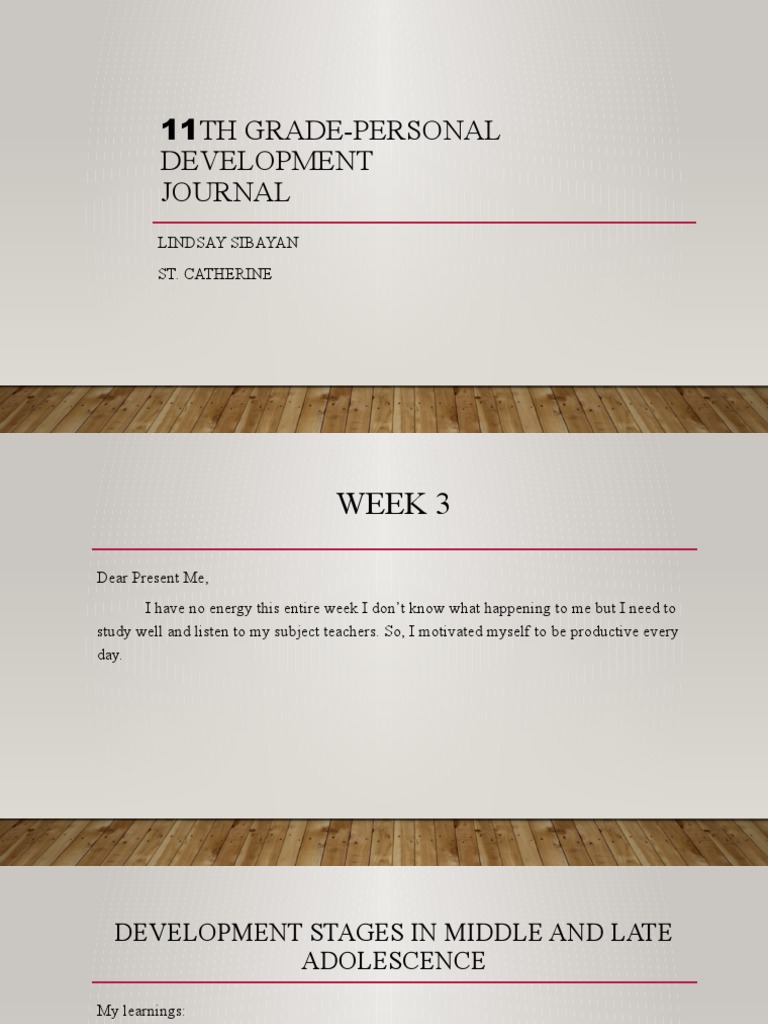 11Th Grade-Personal Development Journal: Lindsay Sibayan St. Catherine ...