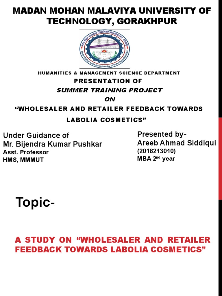 Under Guidance of Mr. Bijendra Kumar Pushkar Presented By-Areeb Ahmad Siddiqui | PDF | Retail ...