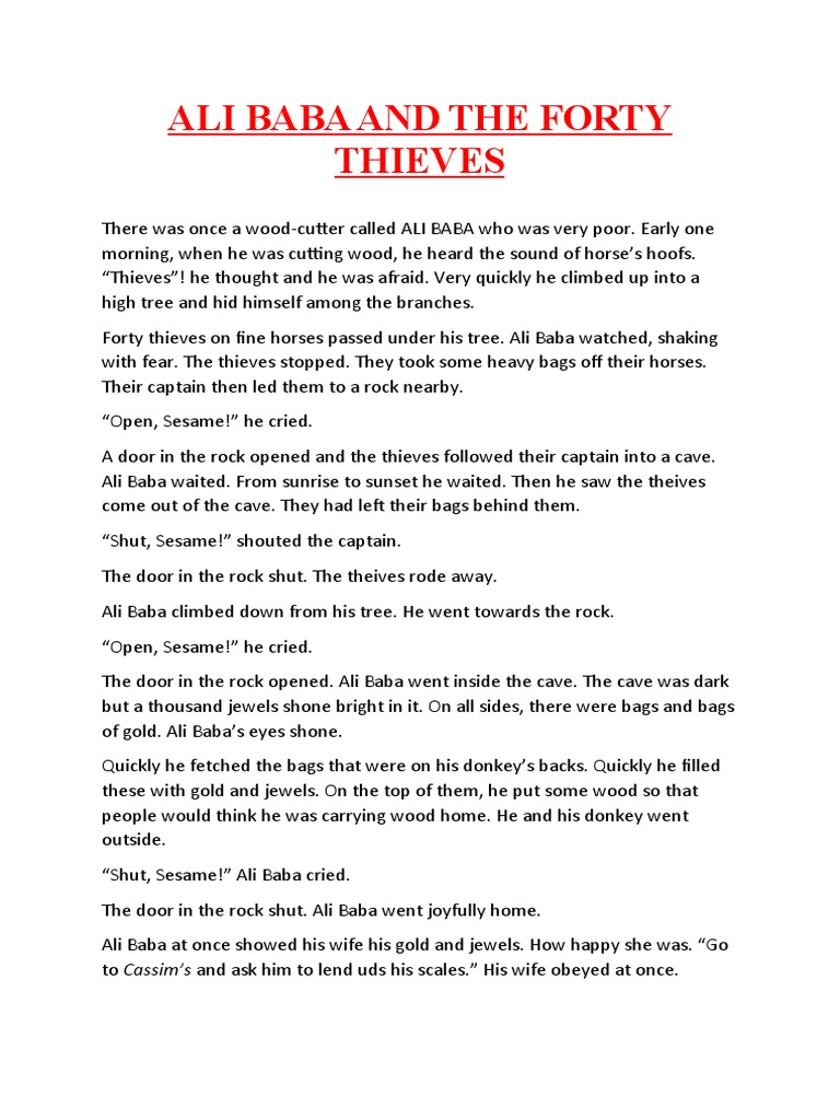 Ali Baba and The Forty Thieves | PDF