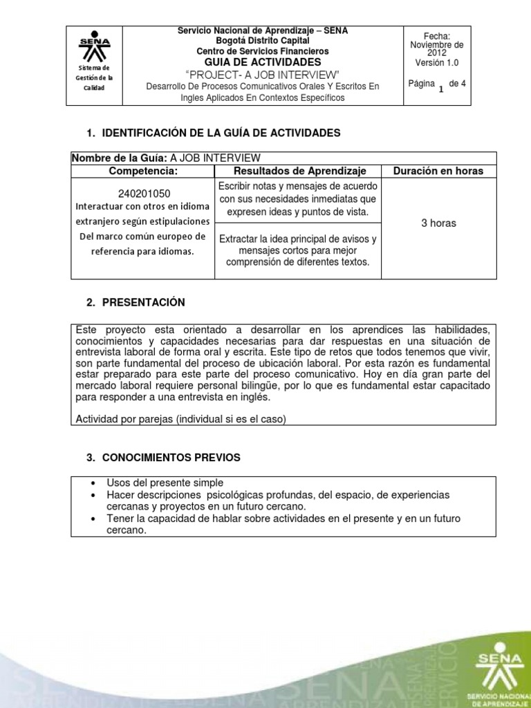 Guía para Entrevistas en Inglés | PDF | Aprendizaje | Multilingüismo