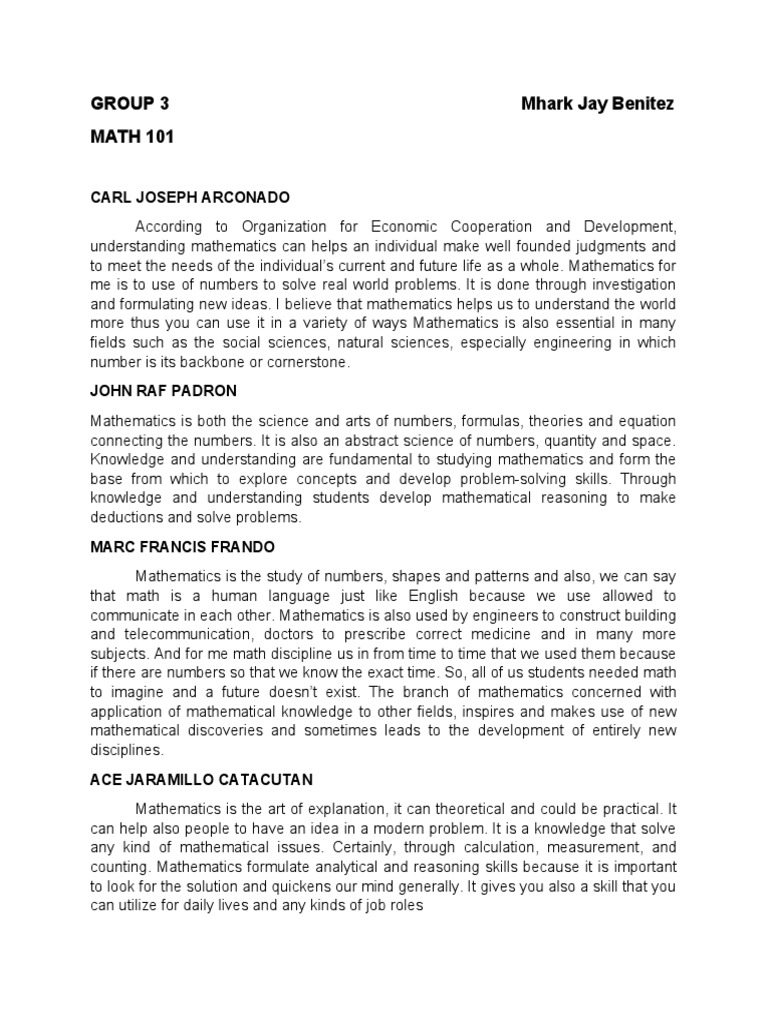 Perceptions of Mathematics: A Group Presentation Analyzing Different ...