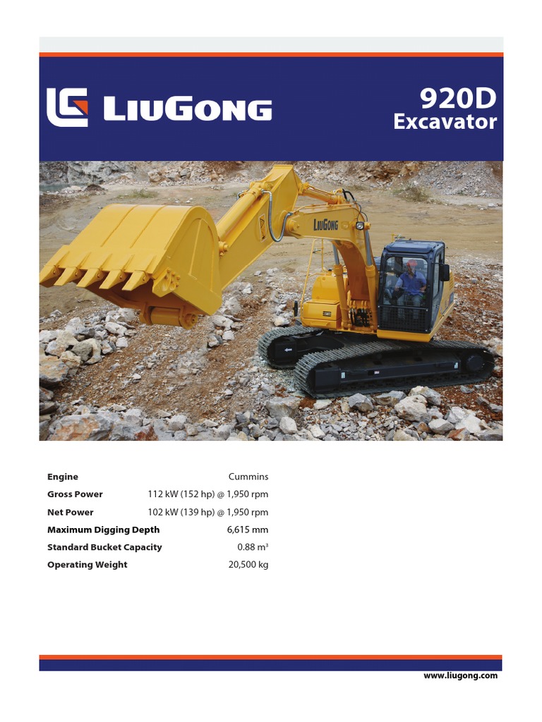 Clg920 Excavator | PDF | Horsepower | Mechanical Engineering