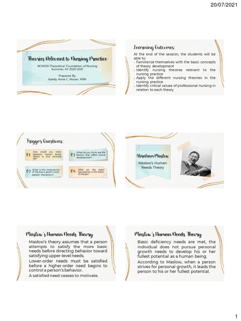 Lecture 1-Theories Relevant To Nursing Practice (Handout) | PDF ...