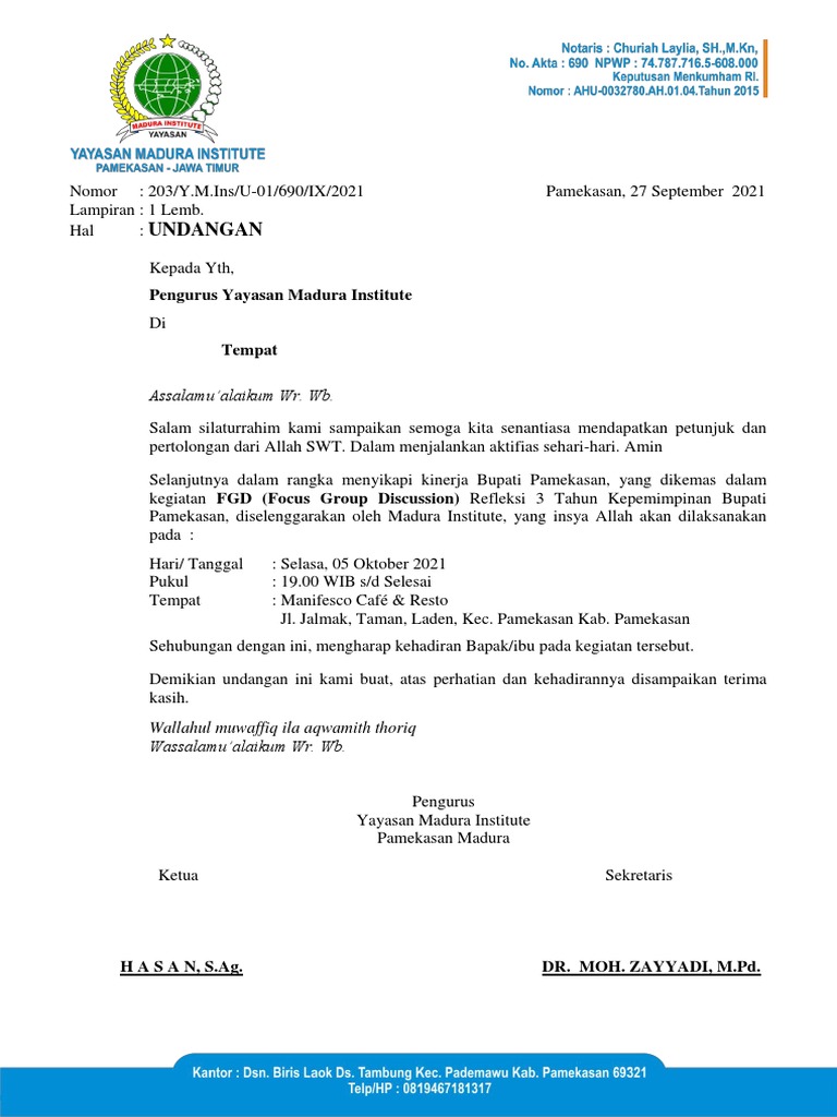 Undangan Menjadi Pembicara FGD | PDF | Karier & Perkembangan | Agama ...