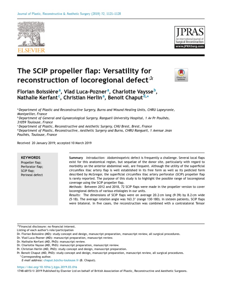 The Scip Propeller Flap Versatility For R - 2019 - Journal of Plastic ...