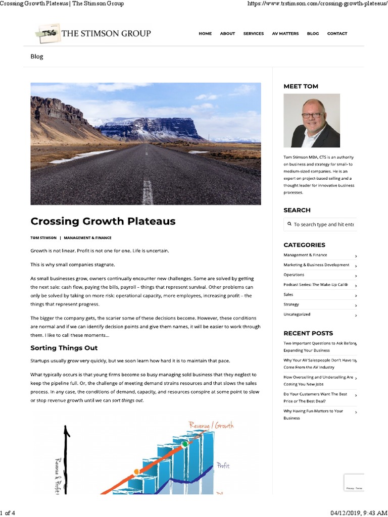 Crossing Growth Plateaus | PDF | Home & Garden | Technology & Engineering