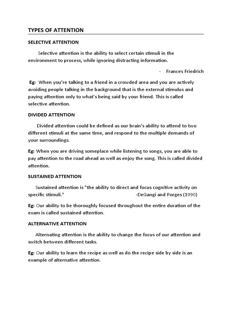 TYPES OF ATTENTION 2 Span of Attention | PDF | Attention ...
