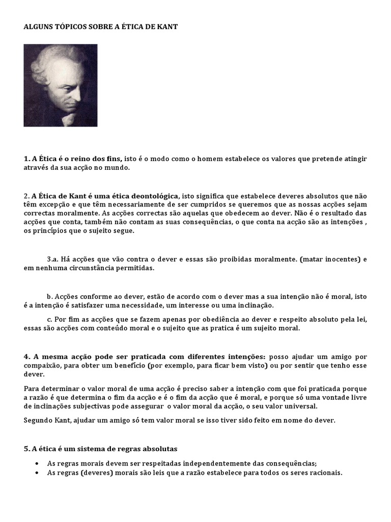 a-Etica-de-Kant Resumo | PDF | Moralidade | Immanuel Kant