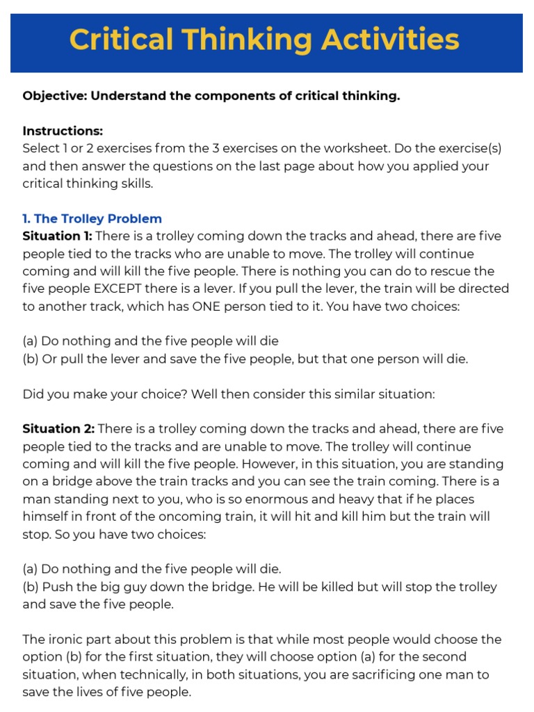 Critical Thinking Activities | PDF | Argument | Cognition