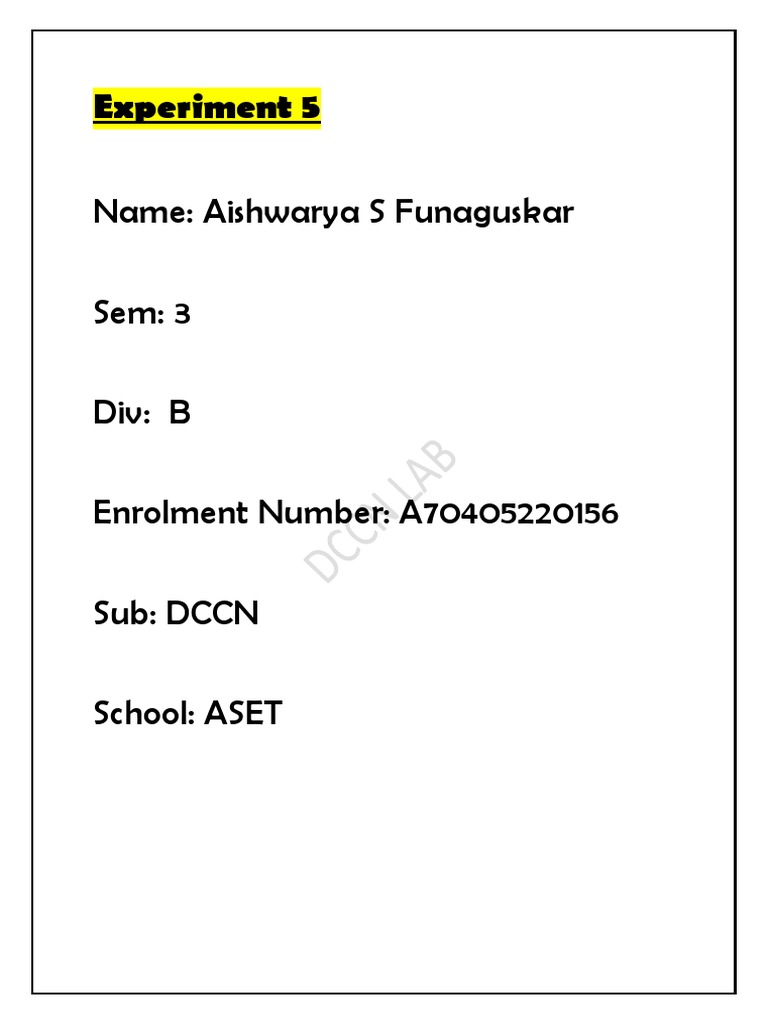 Aishwarya Experiment 5 DCCN LAB | PDF