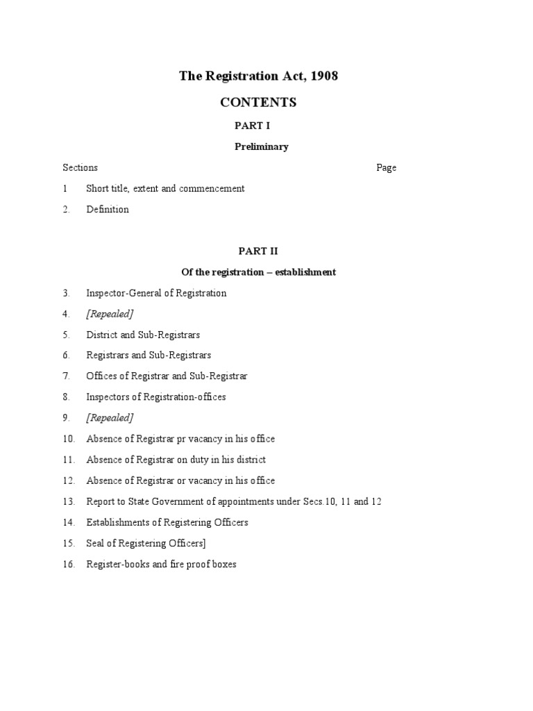 Registration Act 1908 | PDF | Law