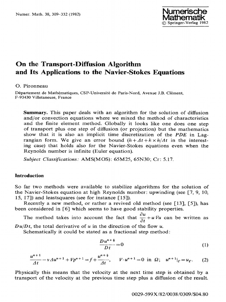 On The Transport-Diffusion Algorithm and Its Applications To The Navier ...