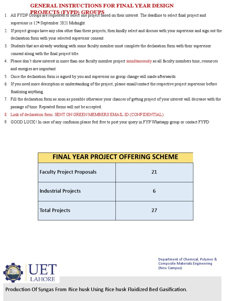 FYDP Project Proposals For Student Display | PDF | Hydrogen Peroxide ...