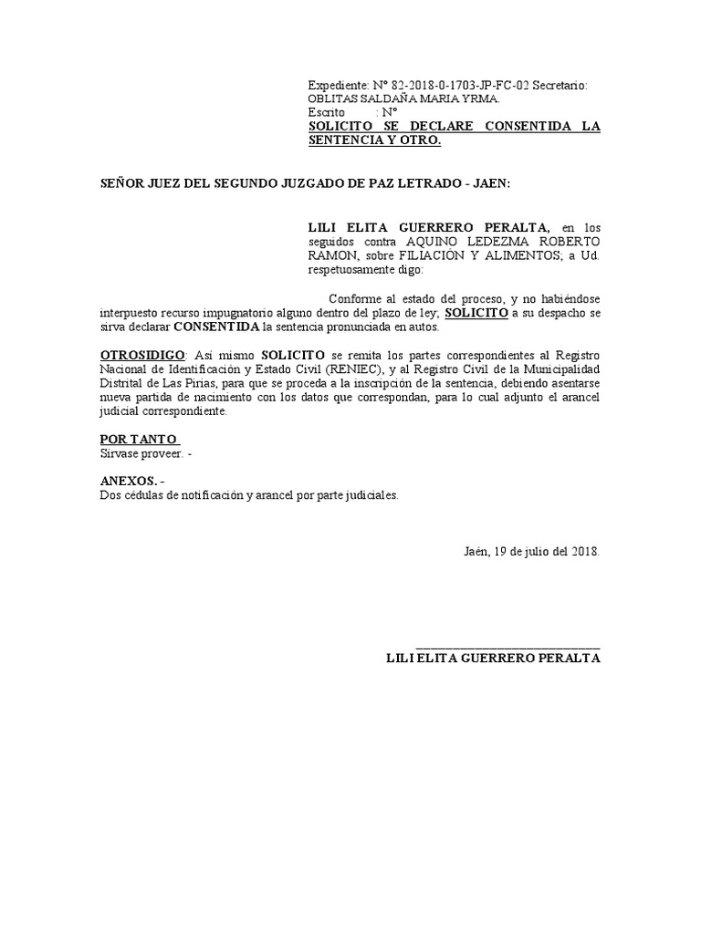 Se Declare Consentida La Sentencia | PDF