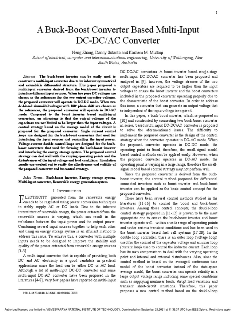 A Buck-Boost Converter Based Multi-Input DC-DC/AC Converter | PDF ... A Buck-Boost Converter Based Multi-Input DC-DC/AC Converter | PDF ...
