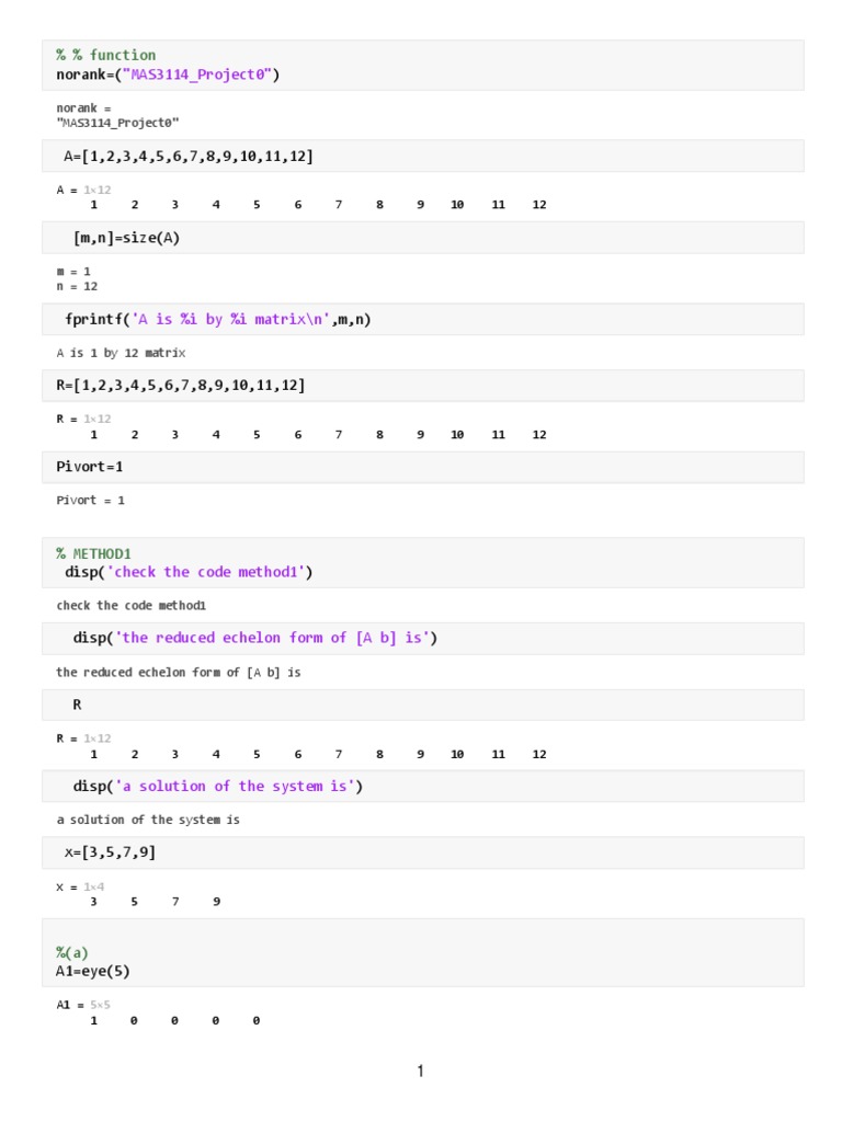 MATLAB Matrix Operations and Consistency | PDF | Science & Mathematics | Computers