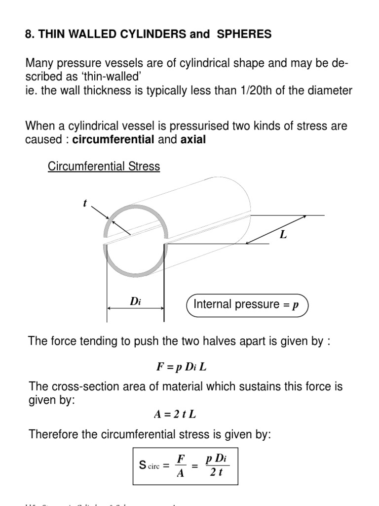 Module4 Thin Cylinder,Sphere | Stress (Mechanics) | Classical Mechanics