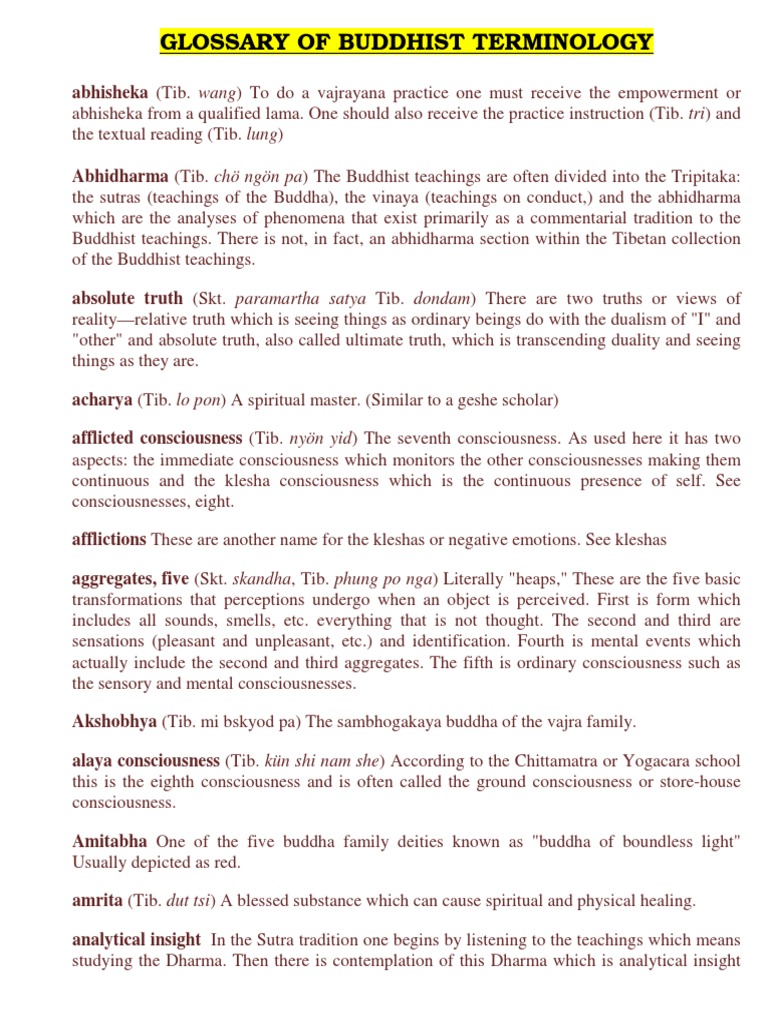 Glossary of Buddhist Terminology | PDF | Tibetan Buddhism | Vajrayana