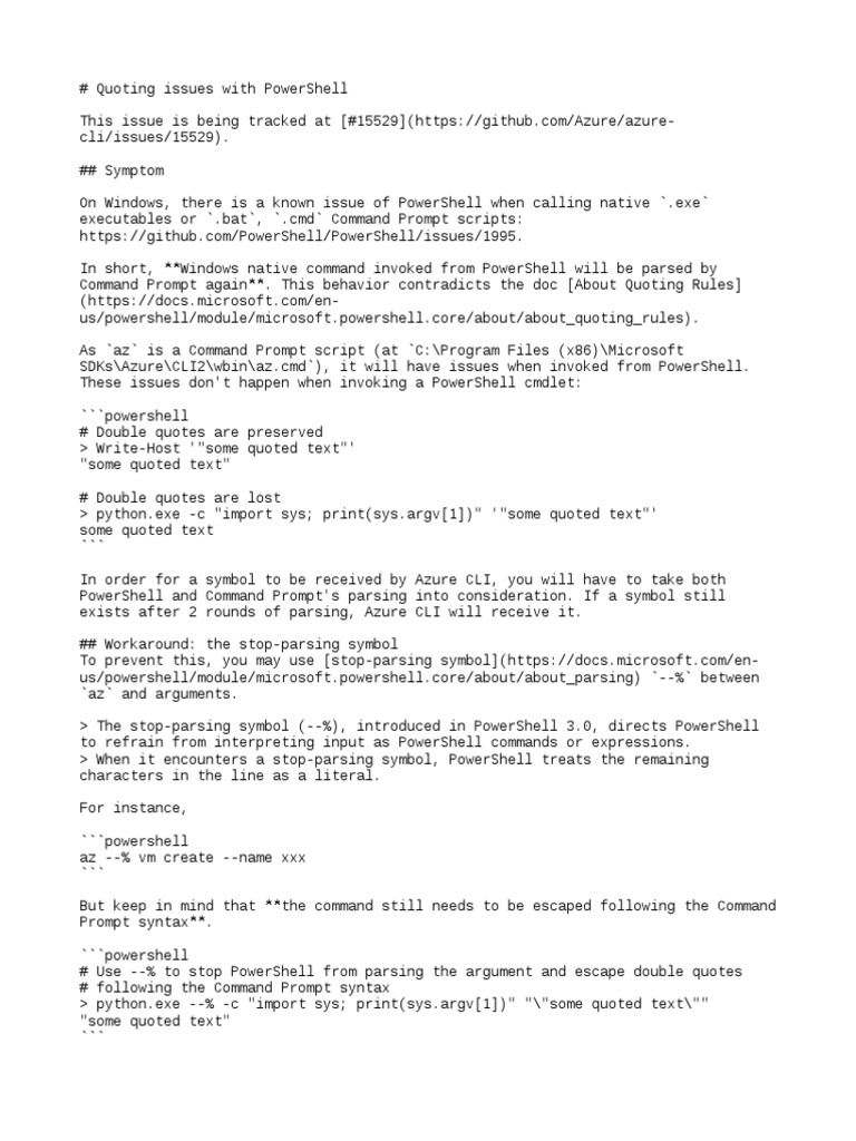 Quoting Issues With Powershell Pdf Command Line Interface Information Technology Management