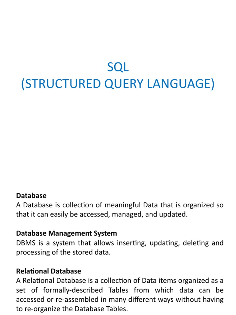 SQL (Structured Query Language) | PDF | Relational Database | Sql