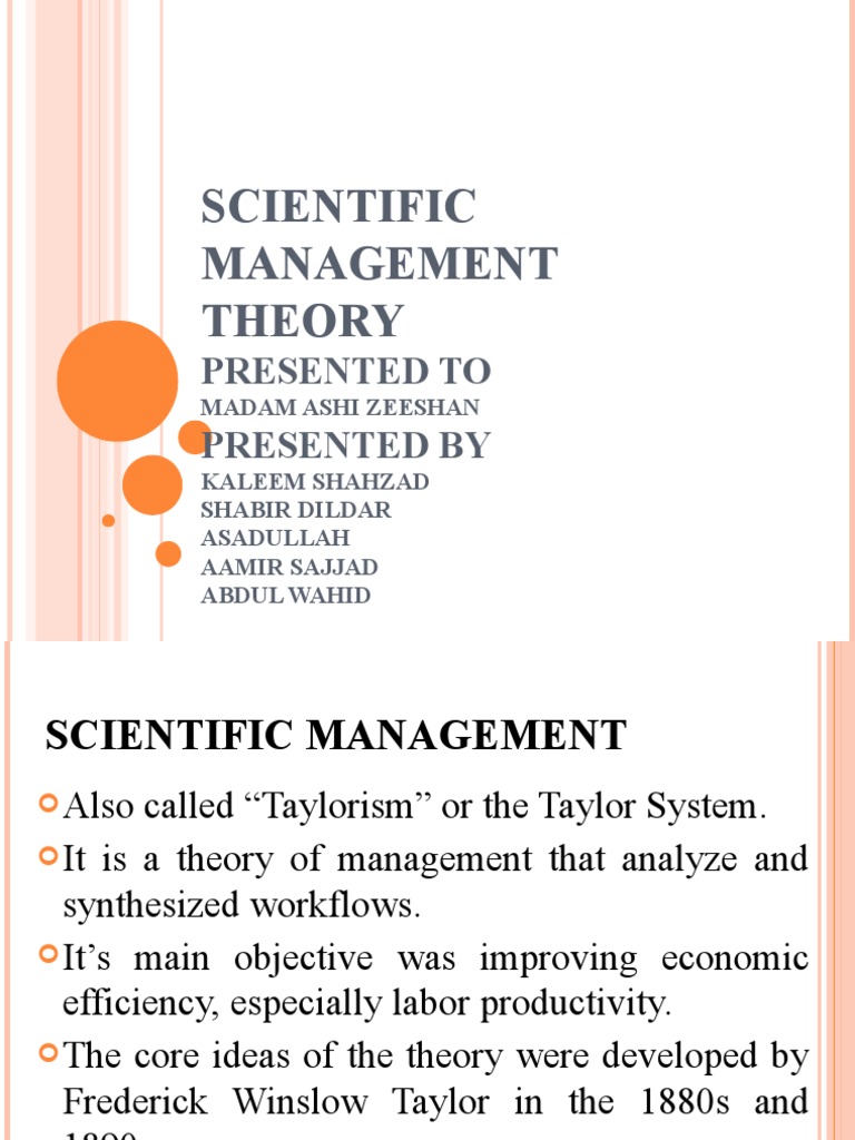Scientific Management Theory: Presented To Presented by | PDF ...