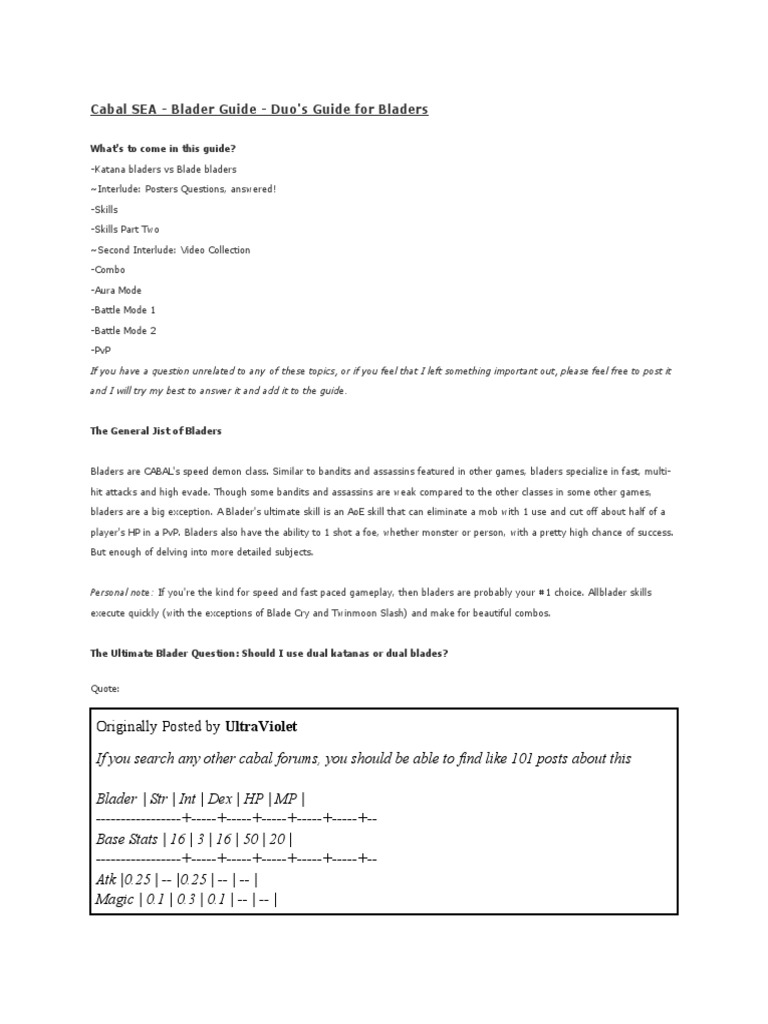 Cabal Sea - Blader Guide - Duo'S Guide For Bladers: Originally Posted ...