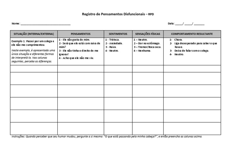 Registro de Pensamentos Disfuncionais | PDF | Artes Linguísticas e ...