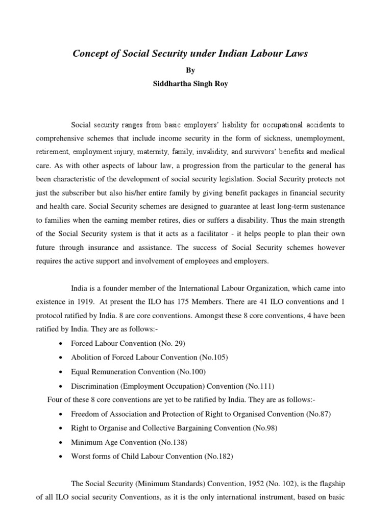 Social Security | PDF | International Labour Organization | Welfare