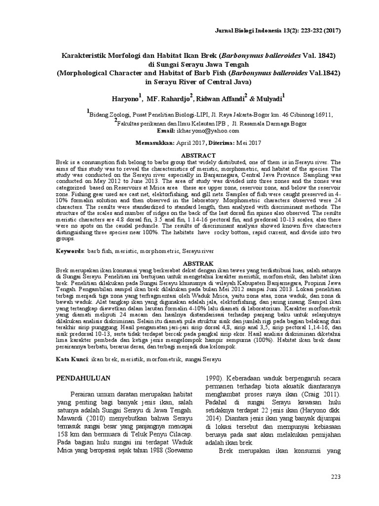 Haryono, MF. Rahardjo, Ridwan Affandi & Mulyadi | PDF | Ikan | Hewan Akuatik
