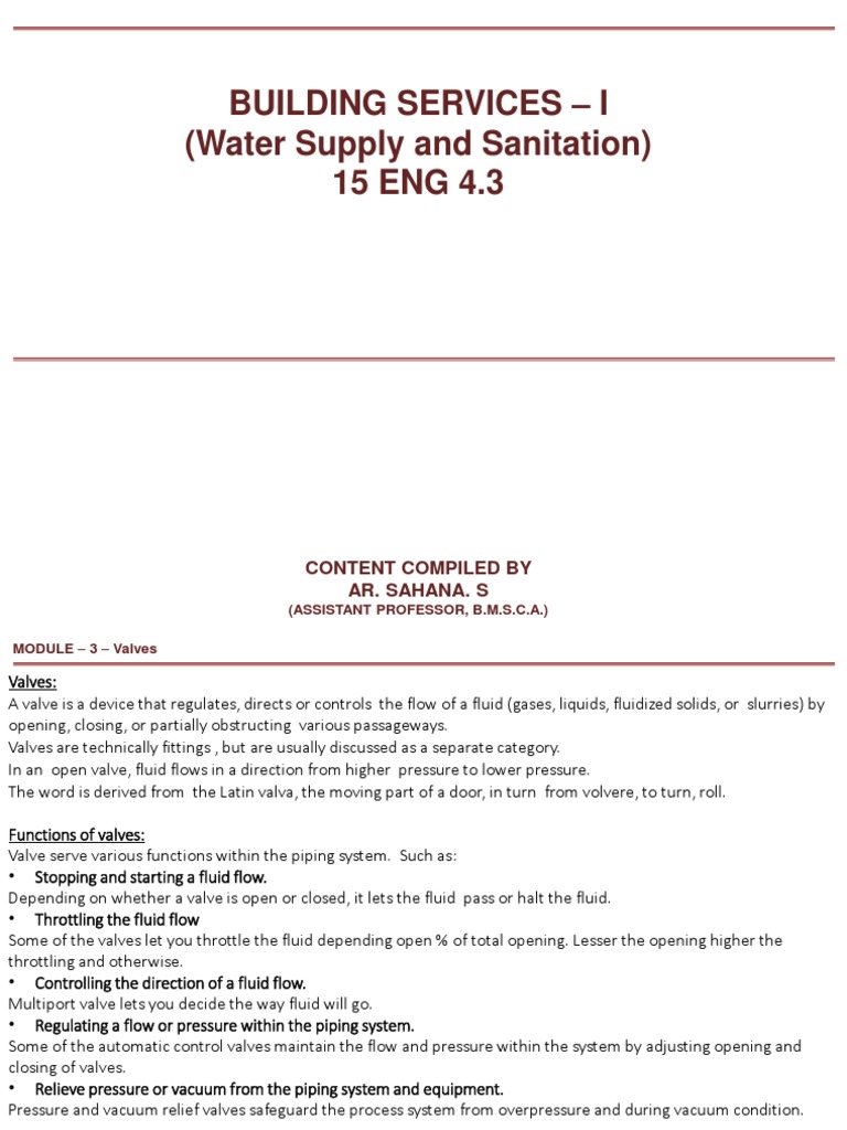 Building Services - I (Water Supply and Sanitation) 15 ENG 4.3 | PDF ...