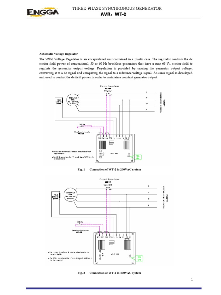 Three-Phase Synchronous Generator: AVR WT-2 | PDF | Electric Generator ...
